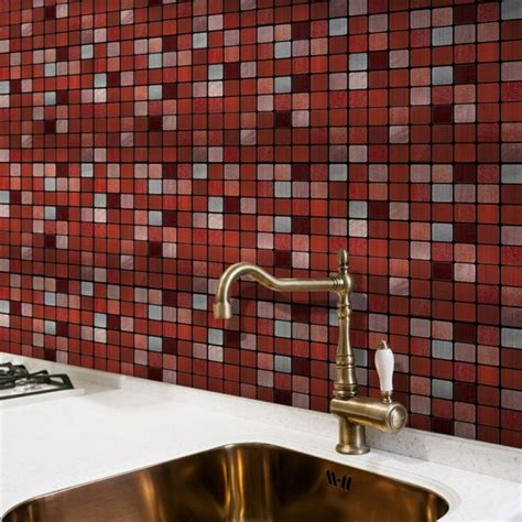 Red Backsplash Tiles Ruby Red Glass Mosaic Tiles For Kitchen Bathroom