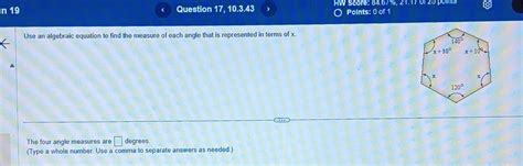 Solved Use An Algebraic Equation To Find The Measure Of Each