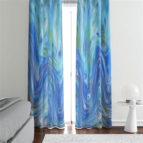 Swirled Peacock Window Curtains Etsy