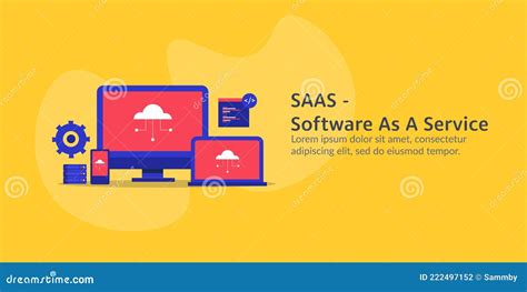 Saas Technology Software As A Service Cloud Computing Internet Cyberspace Concept Stock