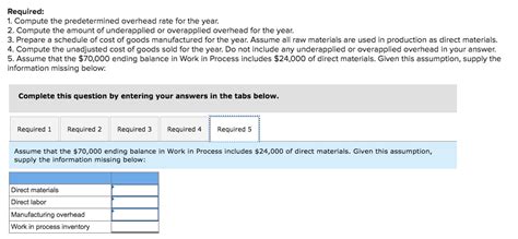 Solved Required Compute The Predetermined Overhead Rate