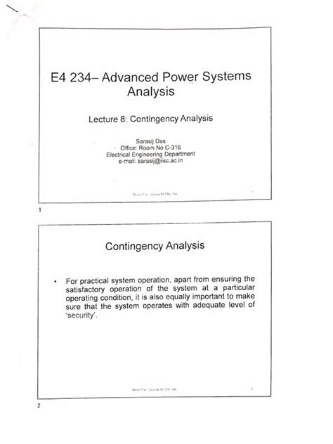 Lecture8 Contingency Analysis Pdf