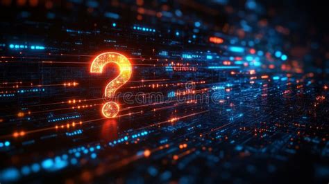 A Glowing Question Mark Symbol Amidst Digital Data Streams And Vibrant