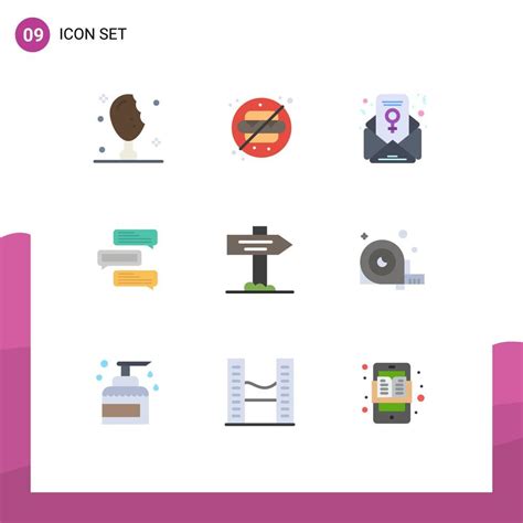 Group Of 9 Flat Colors Signs And Symbols For Map Talks Feminism Chat