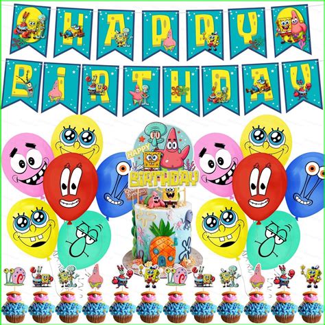 Jx1 Spongebob Squarepants Theme Party Banner Balloon Decoration