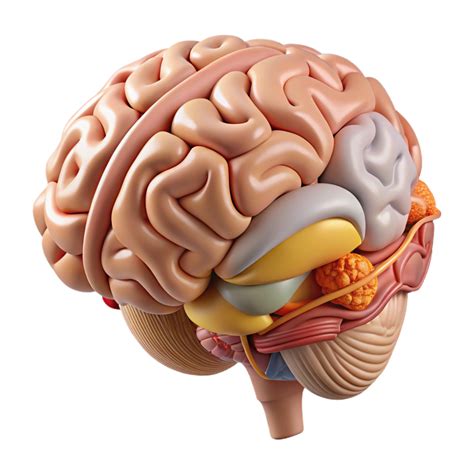 Elegant Rustic Human Brain Structure Diagram Cutout With Labeled Parts