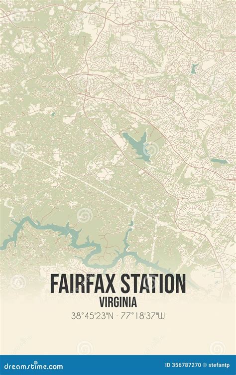 Retro Us Map Of Fairfax Station Virginia Vintage Street Map Stock