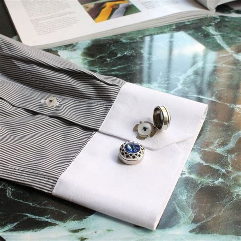 Blue Stones Button Cover Cufflinks Handmade Cuff Links Unique Design Mens Jewelry Ts For