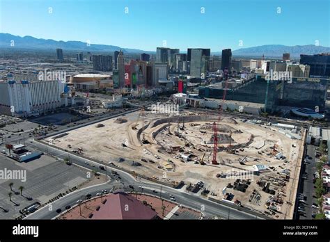 An Aerial View Of The Construction Site Of New Las Vegas Stadium The