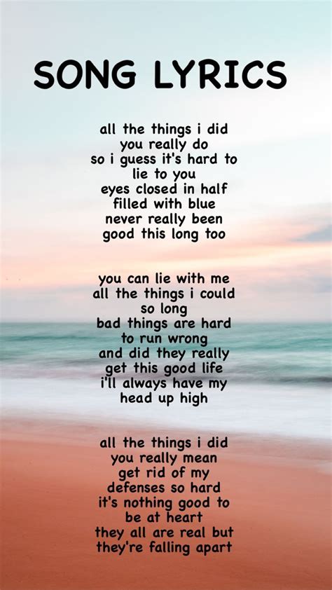 English Song Lyrics Lie To Me Do You Really Life Is Good