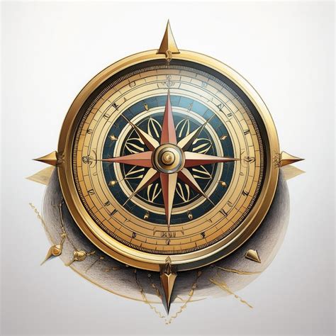A Gold And Red Compass With A Gold Star On The Center Premium Ai