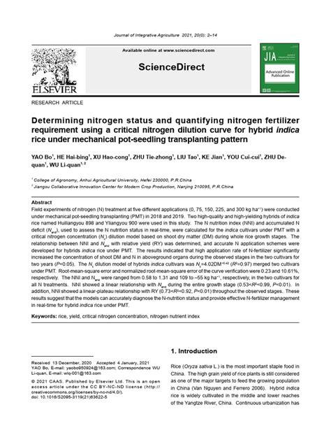 Determining Nitrogen Status And Quantifying Nitrogen Fertilizer