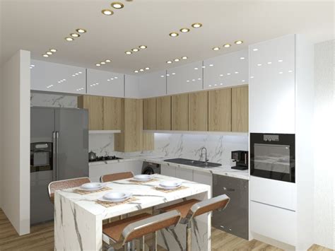 آشپزخانه اپن هایگلس و طرح چوب Marjan Hatefi