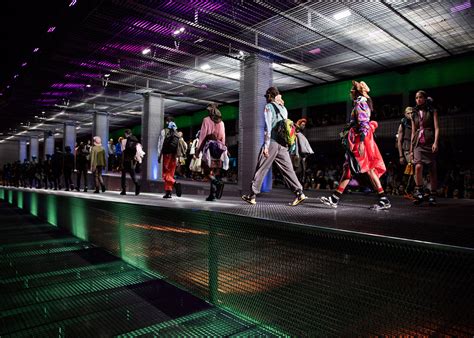 Amos Installs Sloping Mesh Catwalks For Prada Fashion Show