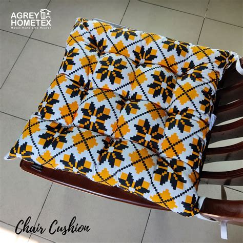 Square Chair Cushion Cotton Fabric Yellow And Black Agrey Hometex