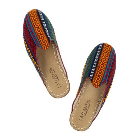 Womens Green Kilim Slippers Turkish Slippers Atlantis Handmade