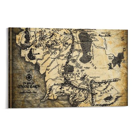 Middle Earth Map Lord Of The Rings Poster 13 Picture Print Wall Art