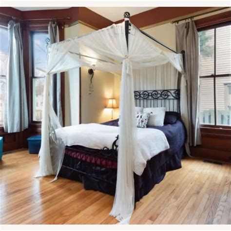 Queen Size Black Wrought Iron Canopy Bed Frame Aptdeco