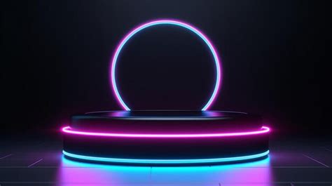 Un Círculo Con Un Círculo Está Iluminado Con Un Círculo Violeta Foto Premium