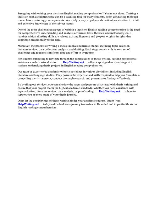 Thesis Reading Comprehension English Pdf Reading Comprehension Thesis