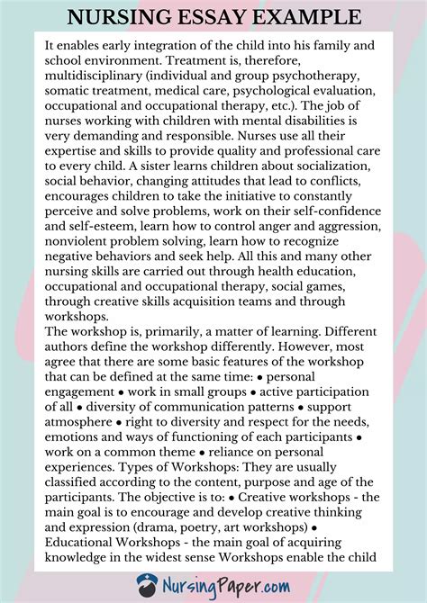 Nursing Essay Example Pdf