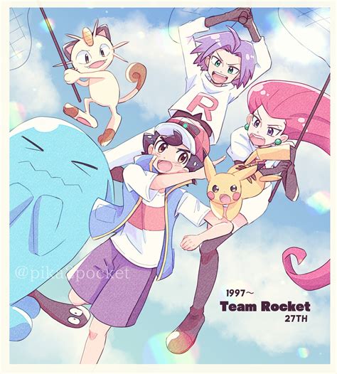 Pikachu Ash Ketchum Jessie James Meowth And 1 More Pokemon And 2 More Drawn By