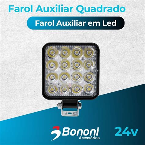 Farol Auxiliar 48w Quadrado 16 Leds Marcaproduto Farol Led Bononi Acessórios E Peças Para