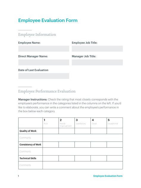 Employee Evaluation Form Fillable Pdf