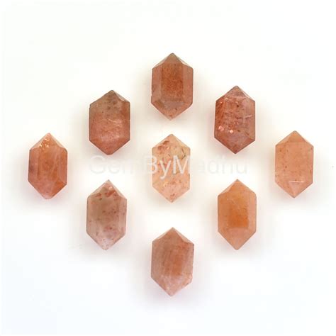 Faceted Sunstone Points Double Terminated Crystal For Jewelry Making