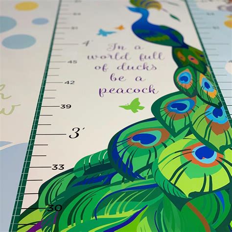 Peacock Growth Chart Peacock Theme Growth Chart Personalized Growth Chart Peacock Nursery