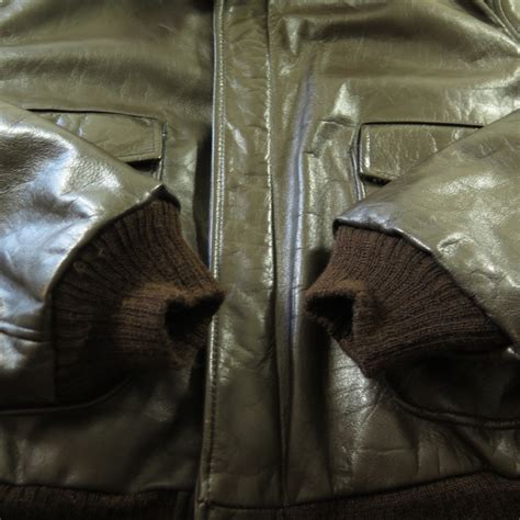 Vintage 60s Flight Bomber Leather Jacket 42 Brown Mouton Fleece Pile