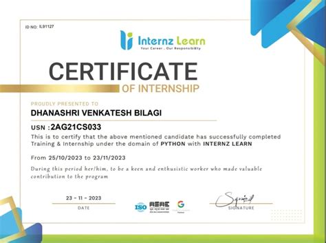 dhanashri venkatesh bilagi on linkedin python internship learning programming
