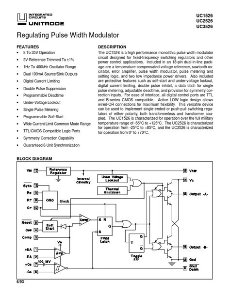 Uc3526 Datasheet Pdf Regulating Pulse Width Modulator Download Unitrode Uc3526