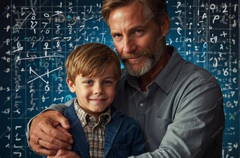 Mathematics Fun Dad Son Equation Premium Ai Generated Image