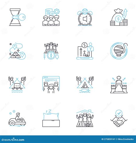 Job Output Linear Icons Set Erformance Efficiency Delivery