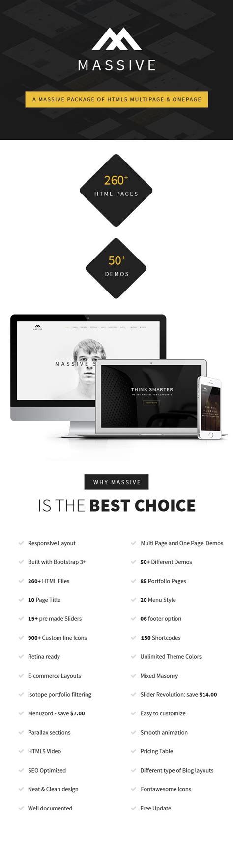 Massive Responsive Multi Purpose Html5 Template Html5 Templates Brochure Design Inspiration