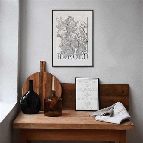 Hand Illustrated Italian Barolo Wine Map Top Note Design