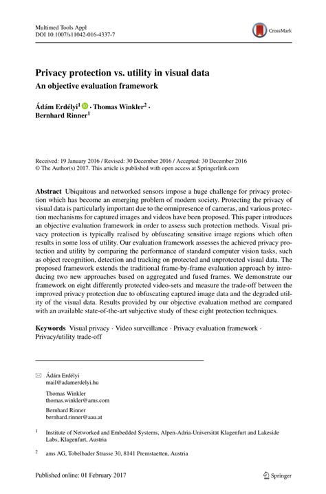 Pdf Privacy Protection Vs Utility In Visual Data An Objective Evaluation Framework