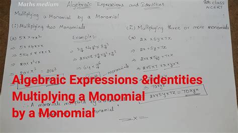 Multiplying Monomial With Binomial And Trinomial Algebraic Expressions