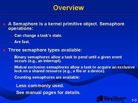 Semaphores 7 1 Overview Binary Semaphores And Synchronization