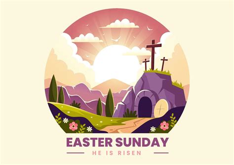 Happy Easter Sunday Vector Illustration Of Jesus He Is Risen And