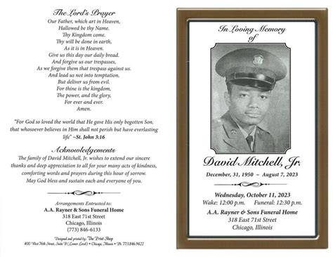 David Mitchell Jr Obituary Aa Rayner And Sons Funeral Homes