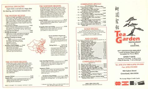 Menu At Tea Garden Restaurant Groveland