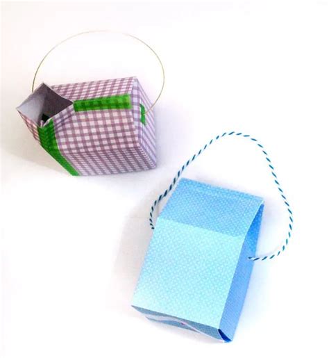 Milk Carton Treat Box Template And Instructions Blue Cardstock Paper