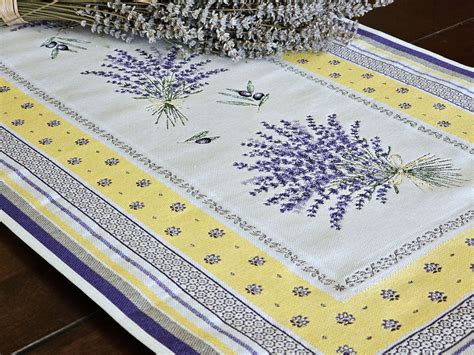 Provence Lavender Yellow French Jacquard Tapestry Table Runner French