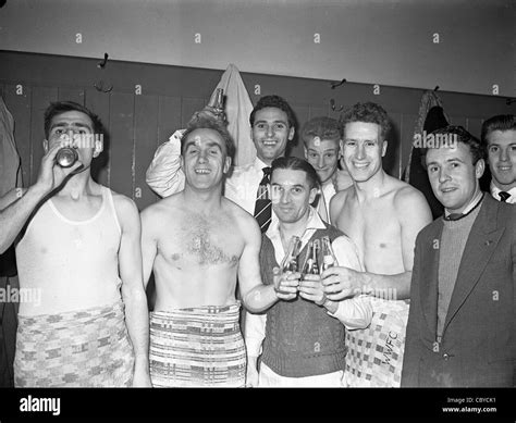 Wolverhampton Wanderers V Honved Fc Billy Wright Celebrates A 3 2 Stock
