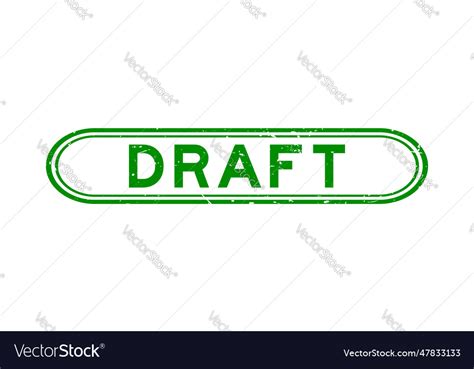 Grunge Green Draft Word Rubber Seal Stamp Vector Image
