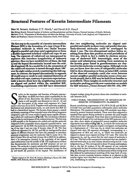 Pdf Structural Features Of Keratin Intermediate Filaments