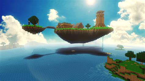 Download Minecraft Landscape Floating City Wallpaper