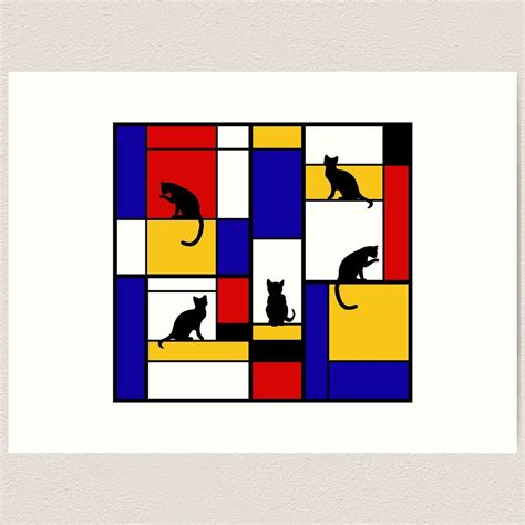 Cats In A Mondrian Window Art Print For Sale By Carlstad Window Art